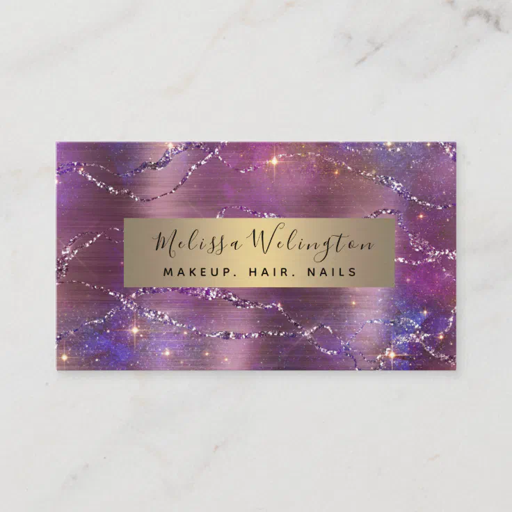 Elegant Glitter Faux Foil Lavender Girly Business Card | Zazzle