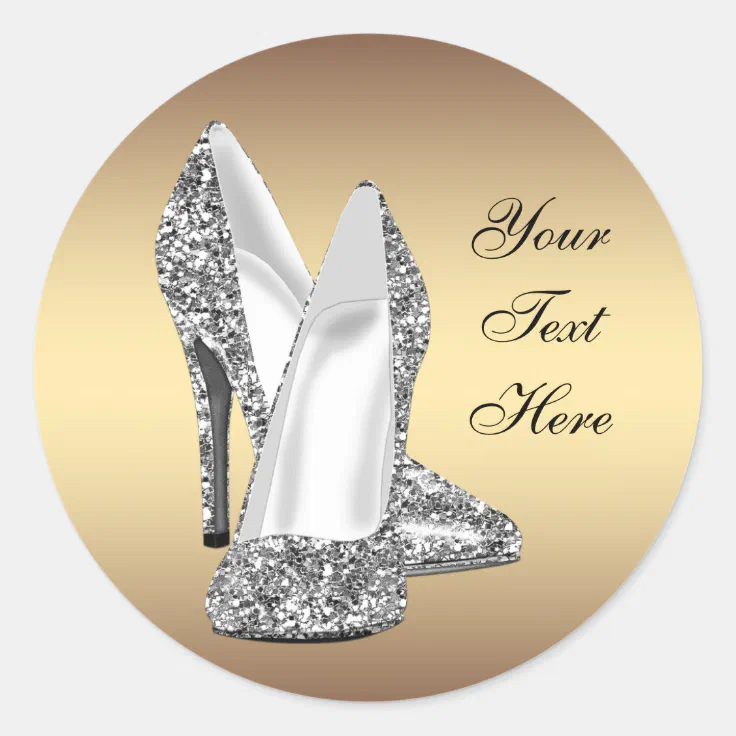 Elegant Glitter Gold High Heel Shoe Stickers | Zazzle