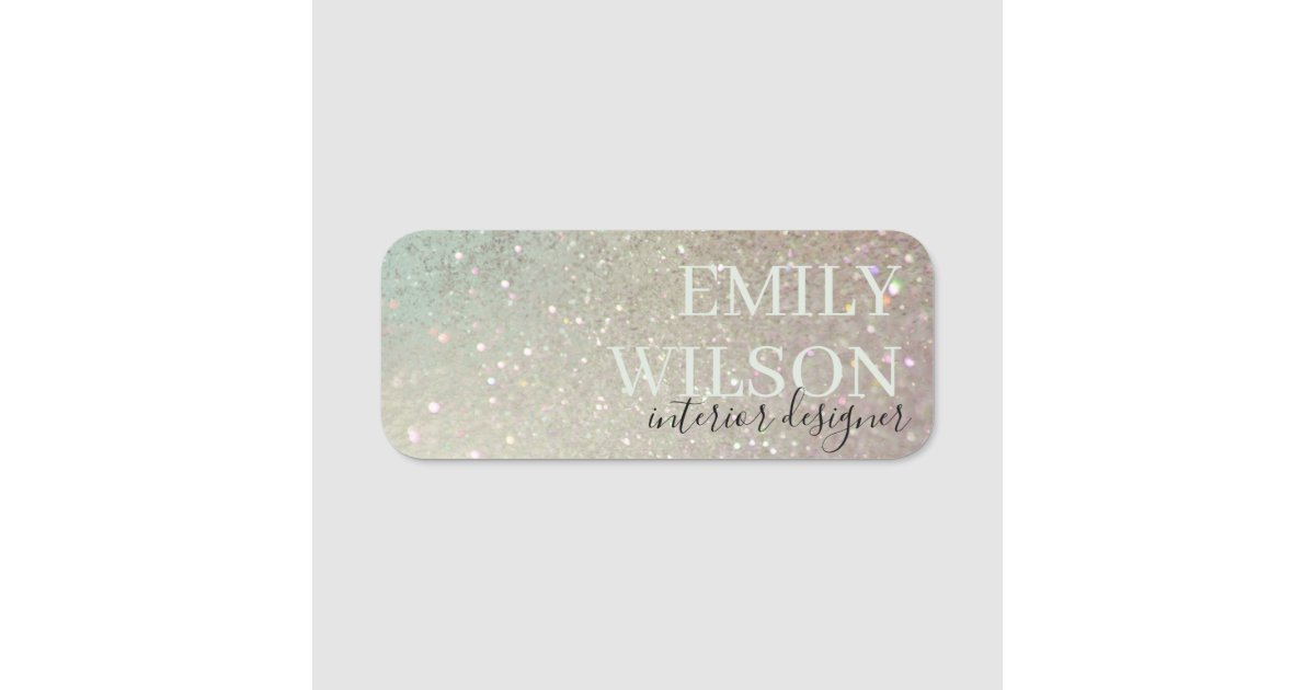 Elegant Glitter Green Pink Aqua Shiny Shimmer Name Tag | Zazzle