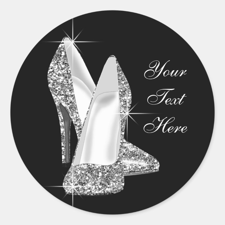 Elegant Glitter High Heel Shoe Stickers | Zazzle