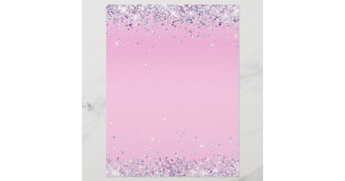 Elegant glitter pink blank letterhead | Zazzle