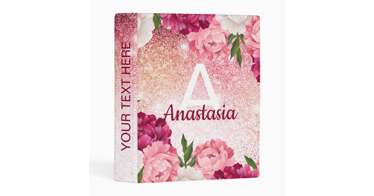 Elegant Glitter Pink Mini Binder | Zazzle