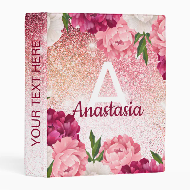 Elegant Glitter Pink Mini Binder | Zazzle