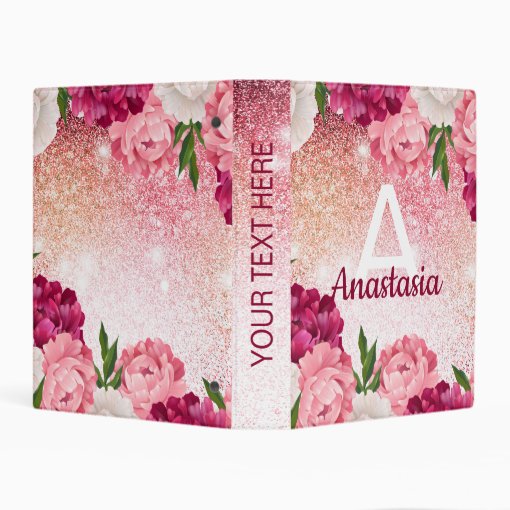 Elegant Glitter Pink Mini Binder | Zazzle