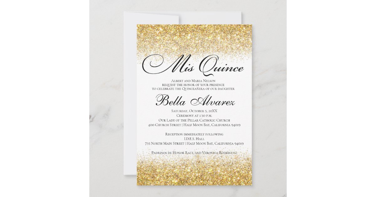 Elegant Glitter Quinceañera Invitation Mis Quince | Zazzle
