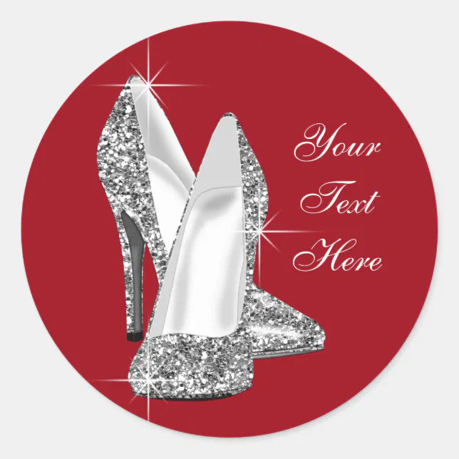 Elegant Glitter Red High Heel Shoe Stickers | Zazzle