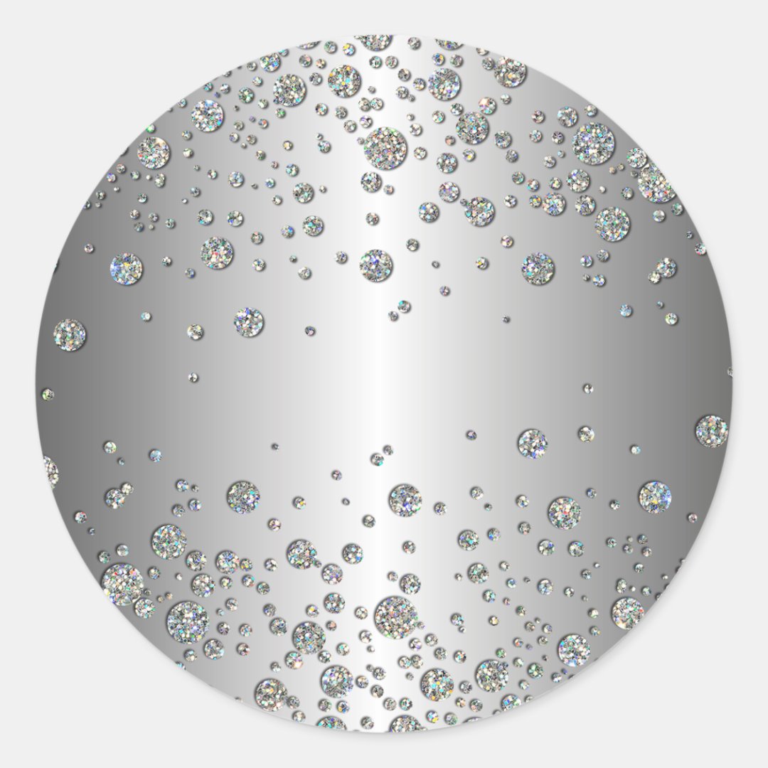 Elegant glitter silver dots Sticker | Zazzle