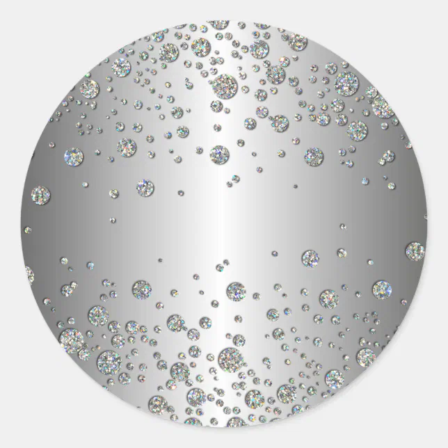 Elegant glitter silver dots Sticker | Zazzle