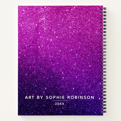 Elegant Glitter Sketchbook Purple Pink Notebook | Zazzle