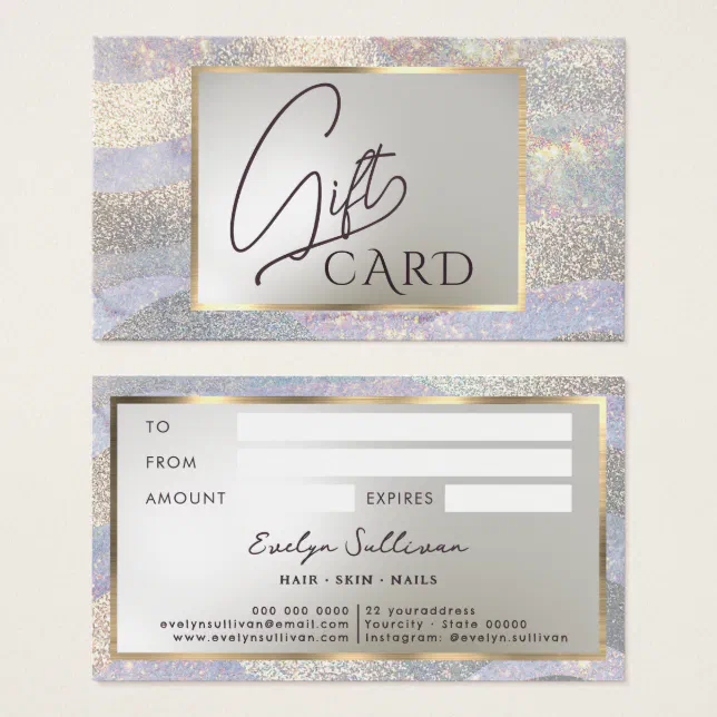 Elegant glitter watercolor waves Gift Card | Zazzle