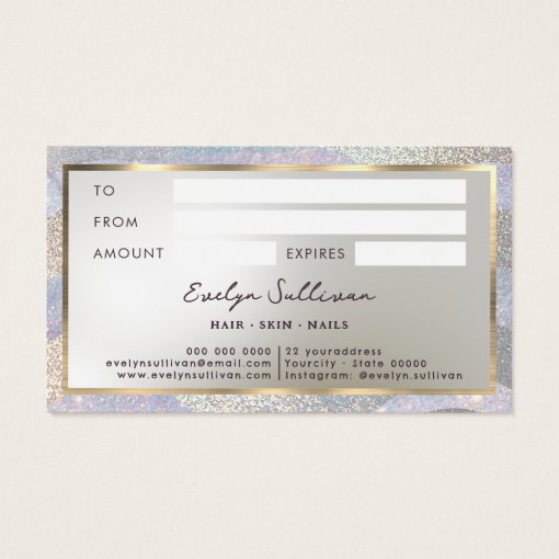 Elegant glitter watercolor waves Gift Card | Zazzle