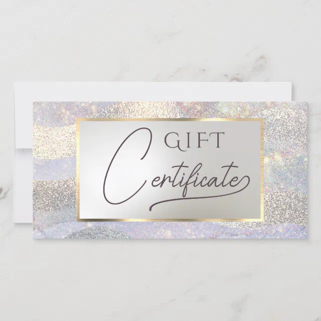 Elegant glitter watercolor waves Gift Certificate | Zazzle