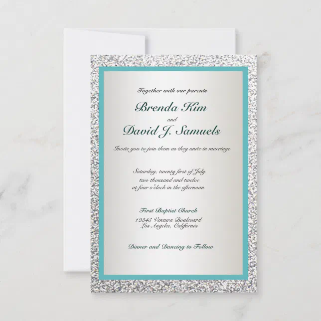 Elegant Glitter Wedding Invitation | Zazzle