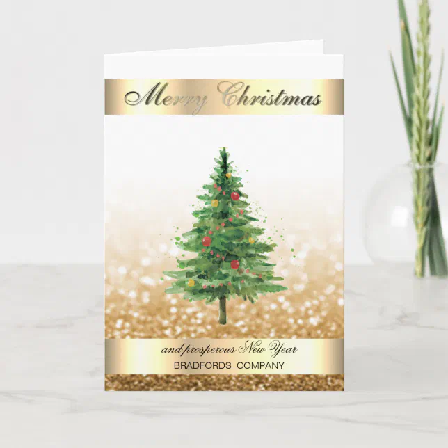 Elegant ,Glittery Bokeh Christmas Tree Holiday Card | Zazzle