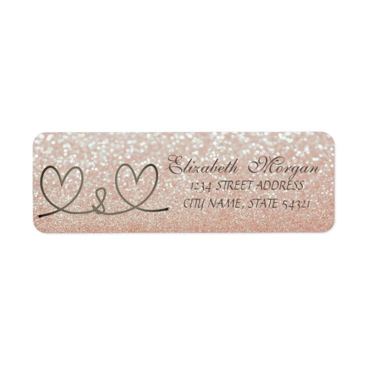 Elegant Glittery Bokeh ,Rope Hearts Address Label | Zazzle