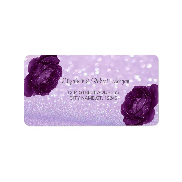 Elegant Glittery Bokeh ,Roses Wedding Label | Zazzle