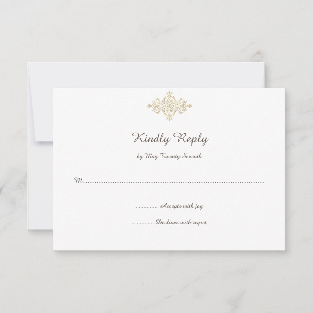 Elegant Glittery Golden RSVP card | Zazzle