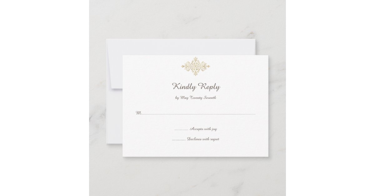 Elegant Glittery Golden RSVP card | Zazzle