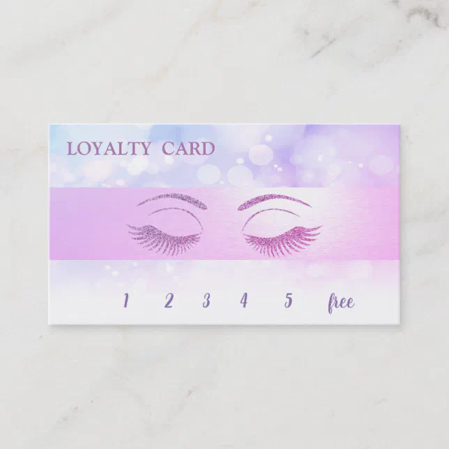 Elegant Glittery Lashes,Striped Bokeh Loyalty Card | Zazzle