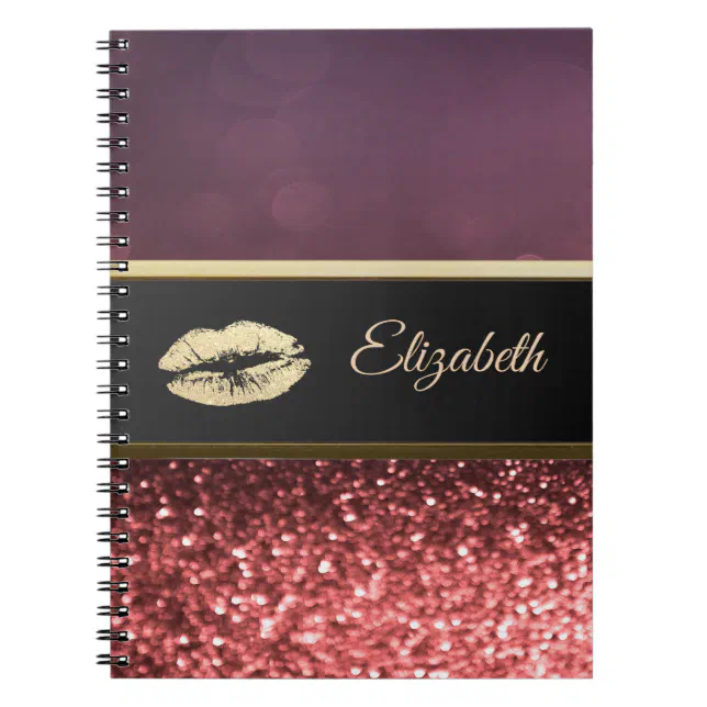Elegant Glittery Lips Bokeh Notebook | Zazzle
