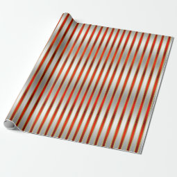 Elegant Glitzy Shiny Silver and Red Stripes Wrapping Paper | Zazzle