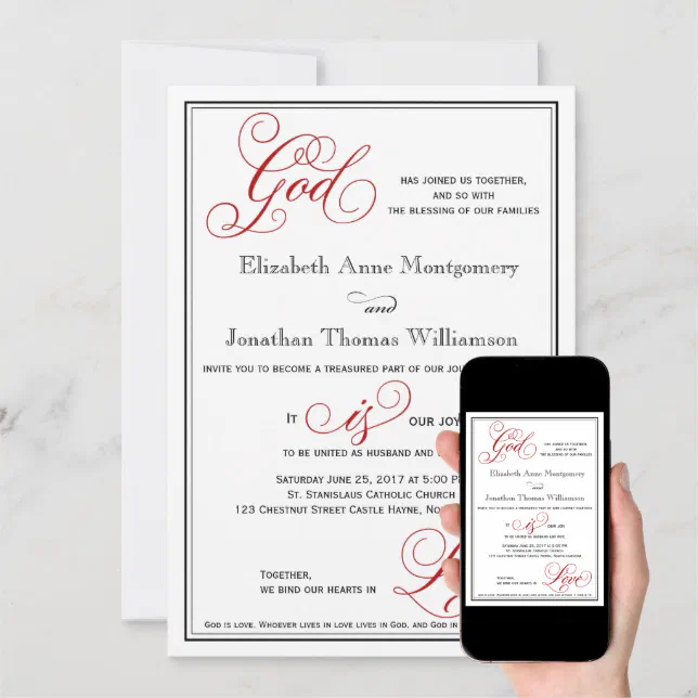 Elegant God is Love Christian Wedding Invitation | Zazzle