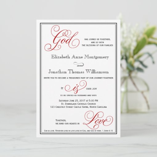 Elegant God is Love Christian Wedding Invitation | Zazzle