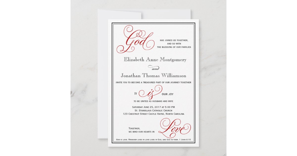 Elegant God is Love Christian Wedding Invitation | Zazzle