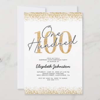 Elegant Gold 100th Birthday Party Invitation | Zazzle