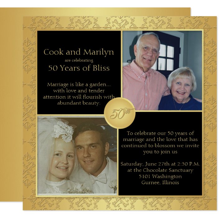 Elegant Gold 50th Wedding Anniversary Invitation 5 | Zazzle.com