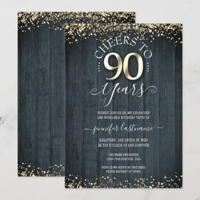 Elegant Gold 90th Birthday Formal Invitation | Zazzle