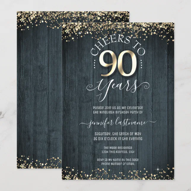 Elegant Gold 90th Birthday Formal Invitation | Zazzle