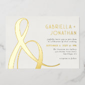 Elegant Gold Ampersand Emerald Green Cream Wedding Foil Invitation | Zazzle