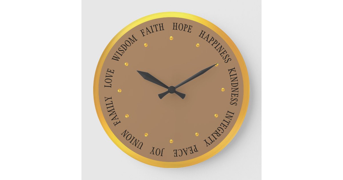 Elegant Gold and Beige Good Vibes Large Clock | Zazzle