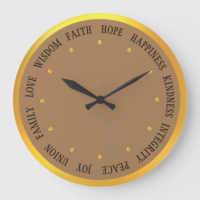 Elegant Gold and Beige Good Vibes Large Clock | Zazzle