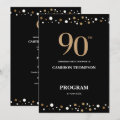 Elegant Gold and Black Confetti 90th birthday Program | Zazzle