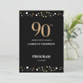 Elegant Gold and Black Confetti 90th birthday Program | Zazzle