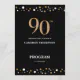 Elegant Gold and Black Confetti 90th birthday Program | Zazzle