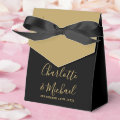 Elegant Gold And Black Script Wedding Favor Boxes | Zazzle