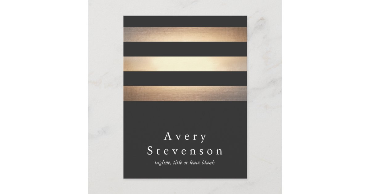 Elegant Gold and Black Striped Designer Postcard | Zazzle