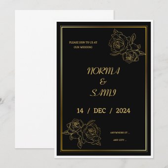 Elegant Gold and Black Wedding Invitation | Zazzle