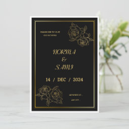 Elegant Gold and Black Wedding Invitation | Zazzle