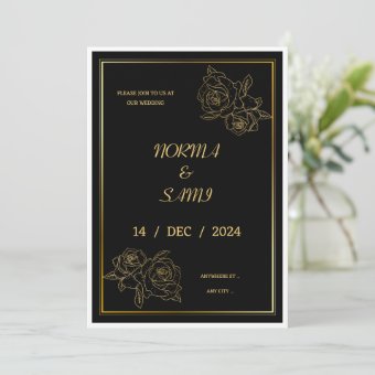Elegant Gold and Black Wedding Invitation | Zazzle