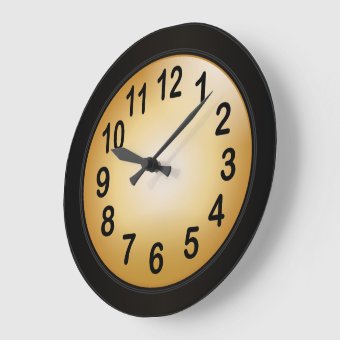 Elegant Gold and Black with Bold Black Numbers Large Clock | Zazzle
