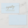 Elegant Gold and Blue Calligraphy Wedding Registry Enclosure Card | Zazzle