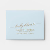 Elegant Gold and Blue Printed Address RSVP Envelope | Zazzle