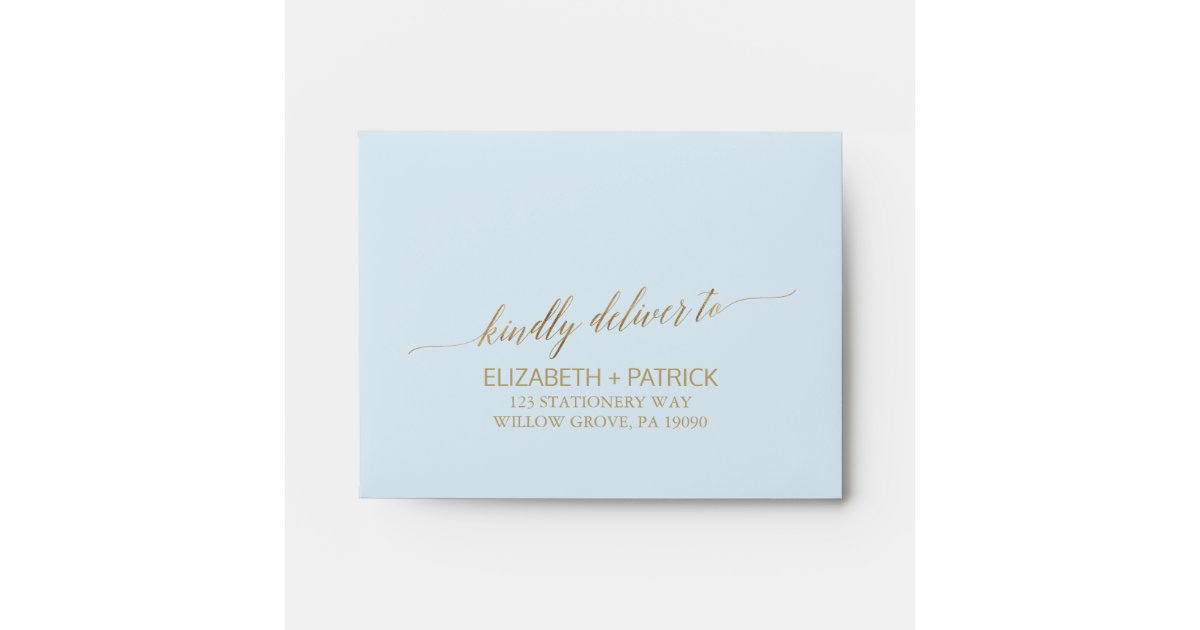 Elegant Gold and Blue Printed Address RSVP Envelope | Zazzle