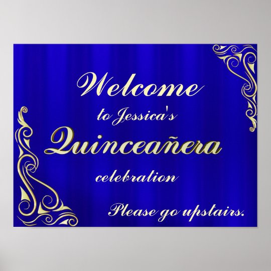 Elegant Gold and Blue Quinceanera Welcome Sign | Zazzle.com