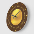 Elegant Gold and Brown Good Vibes Large Clock | Zazzle