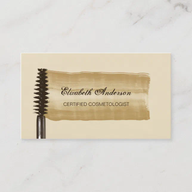 Elegant Gold and Brown Mascara Cosmetologist Business Card | Zazzle